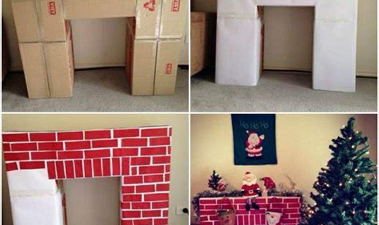 Easy DIY Cardboard Fireplace for Christmas Decor Ideas